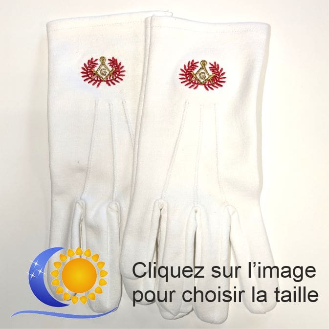 Gant blancs brodés bleu et or chez Lune et Soleil Fabriquant et imp...